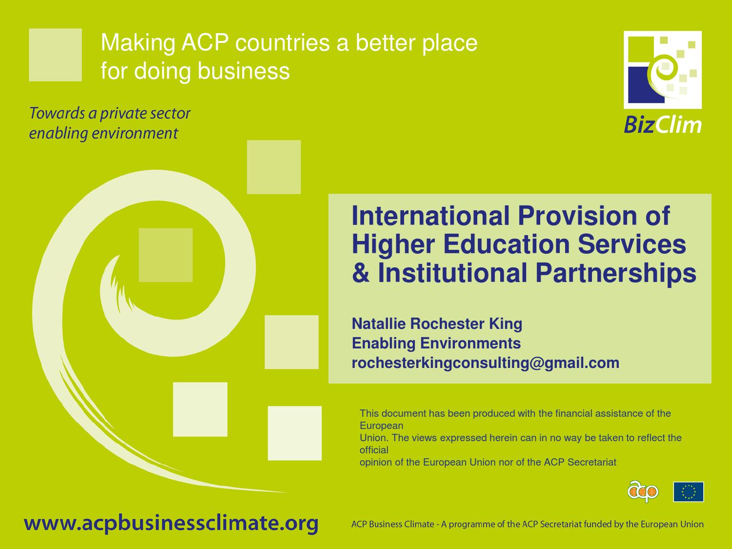 International Provision of Higher Education Services & Institutional ...