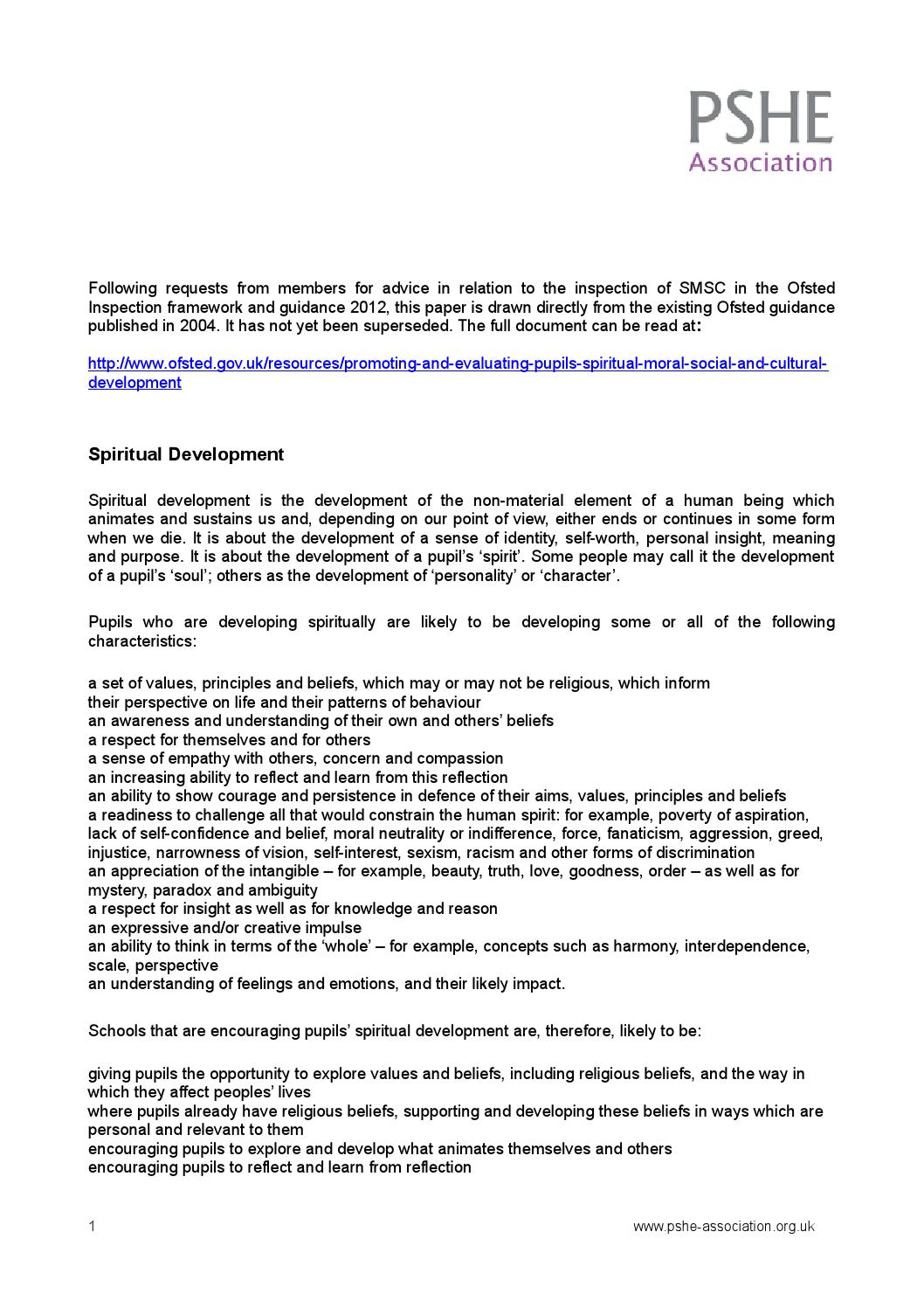 PSHE SMSC Criteria by Schudio - Issuu