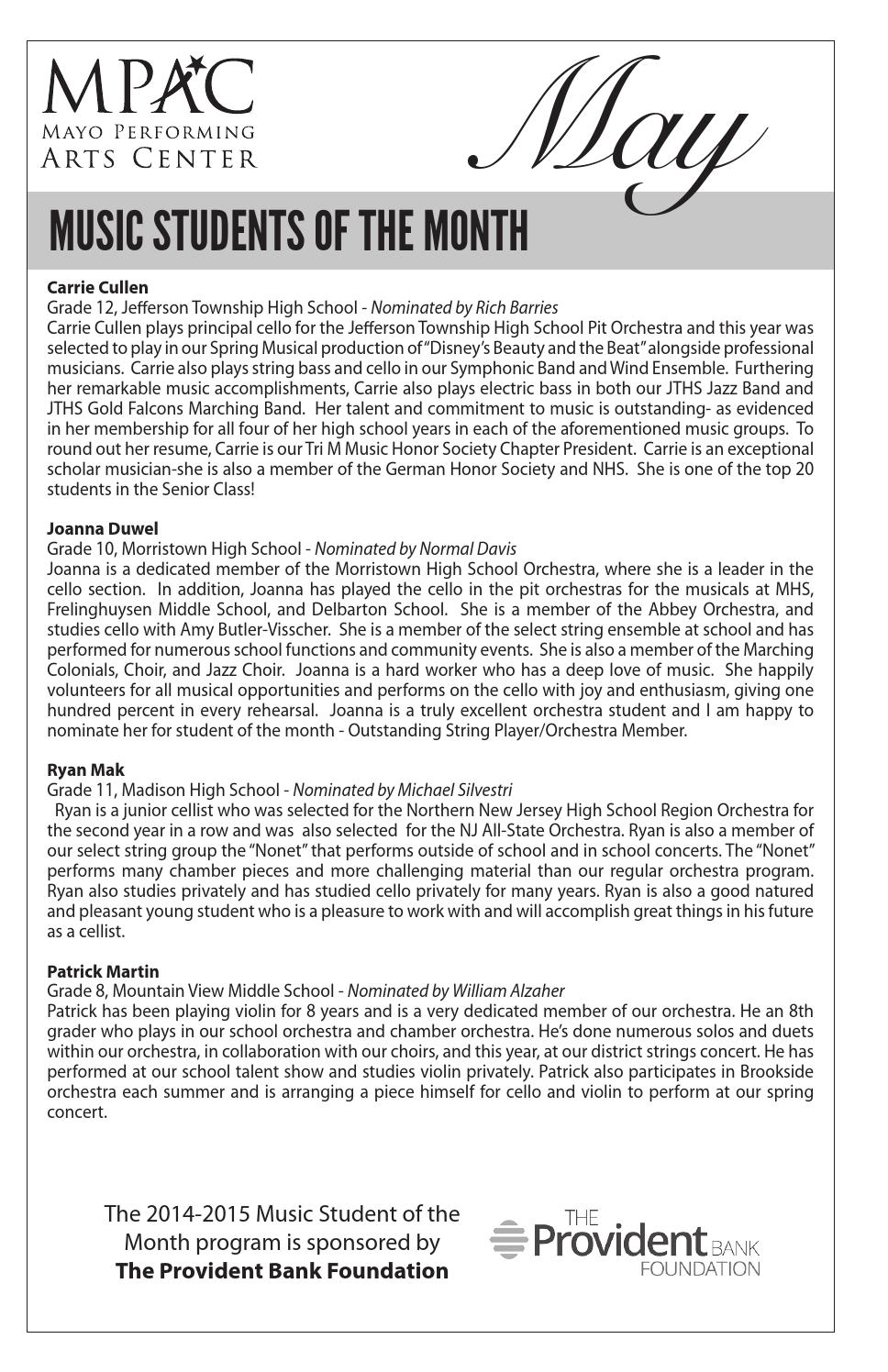 Program Book Insert - MSOM Memphis by Mayo Performing Arts Center - Issuu