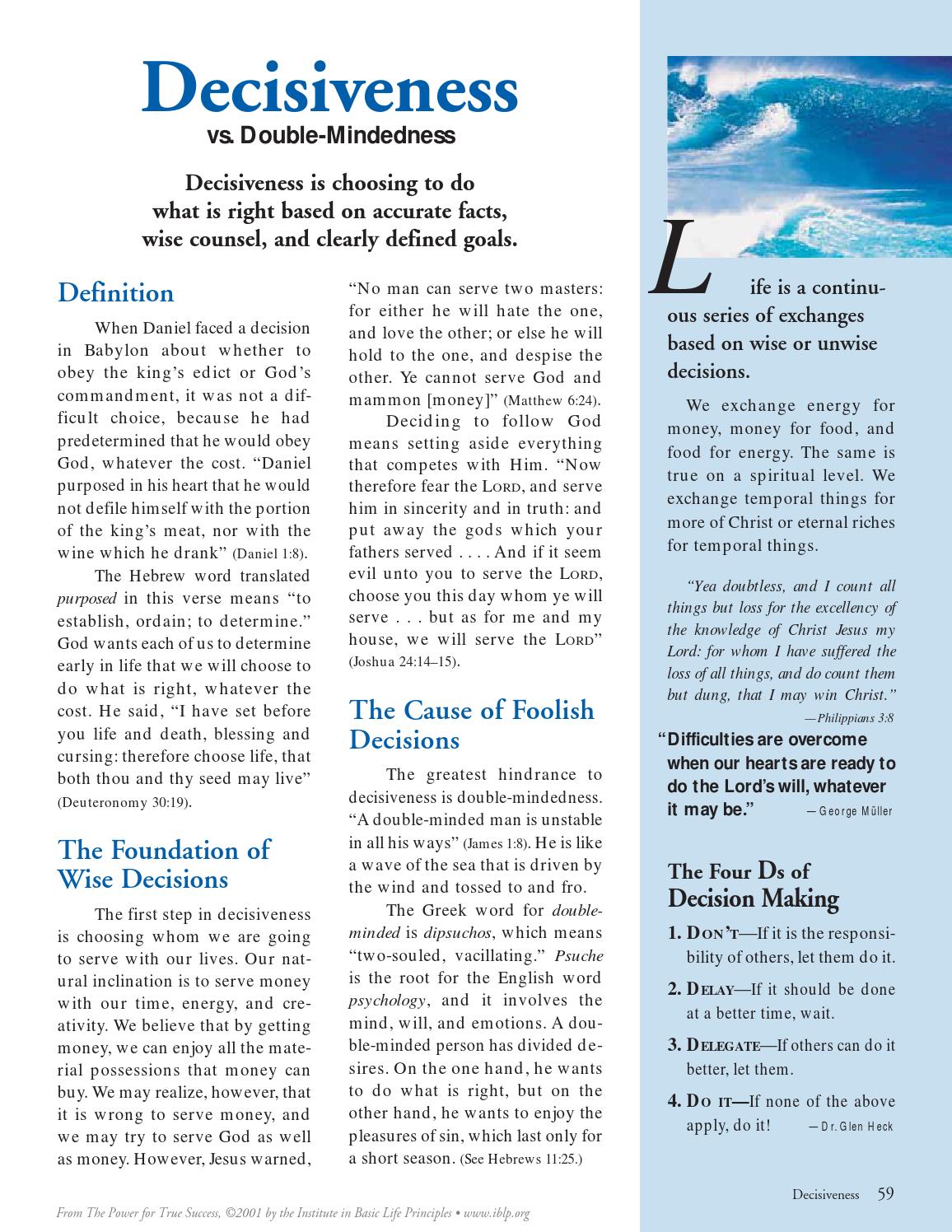 Decisiveness by Institute in Basic Life Principles - Issuu