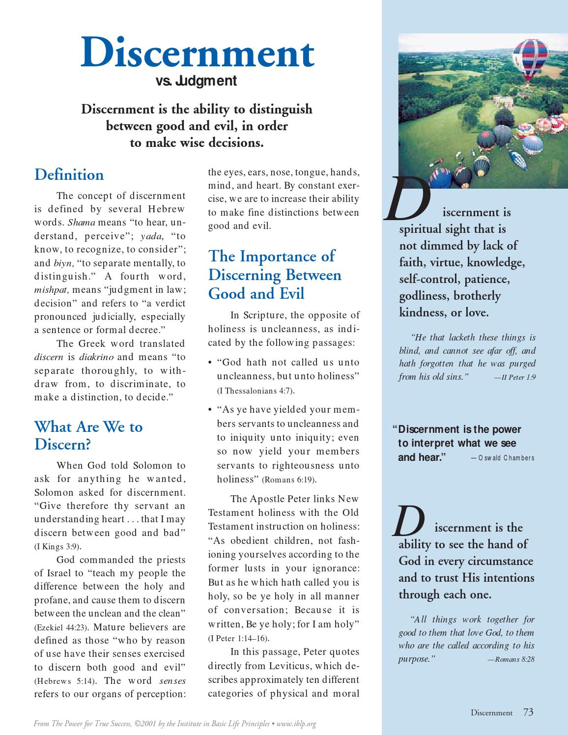 Discernment by Institute in Basic Life Principles - Issuu