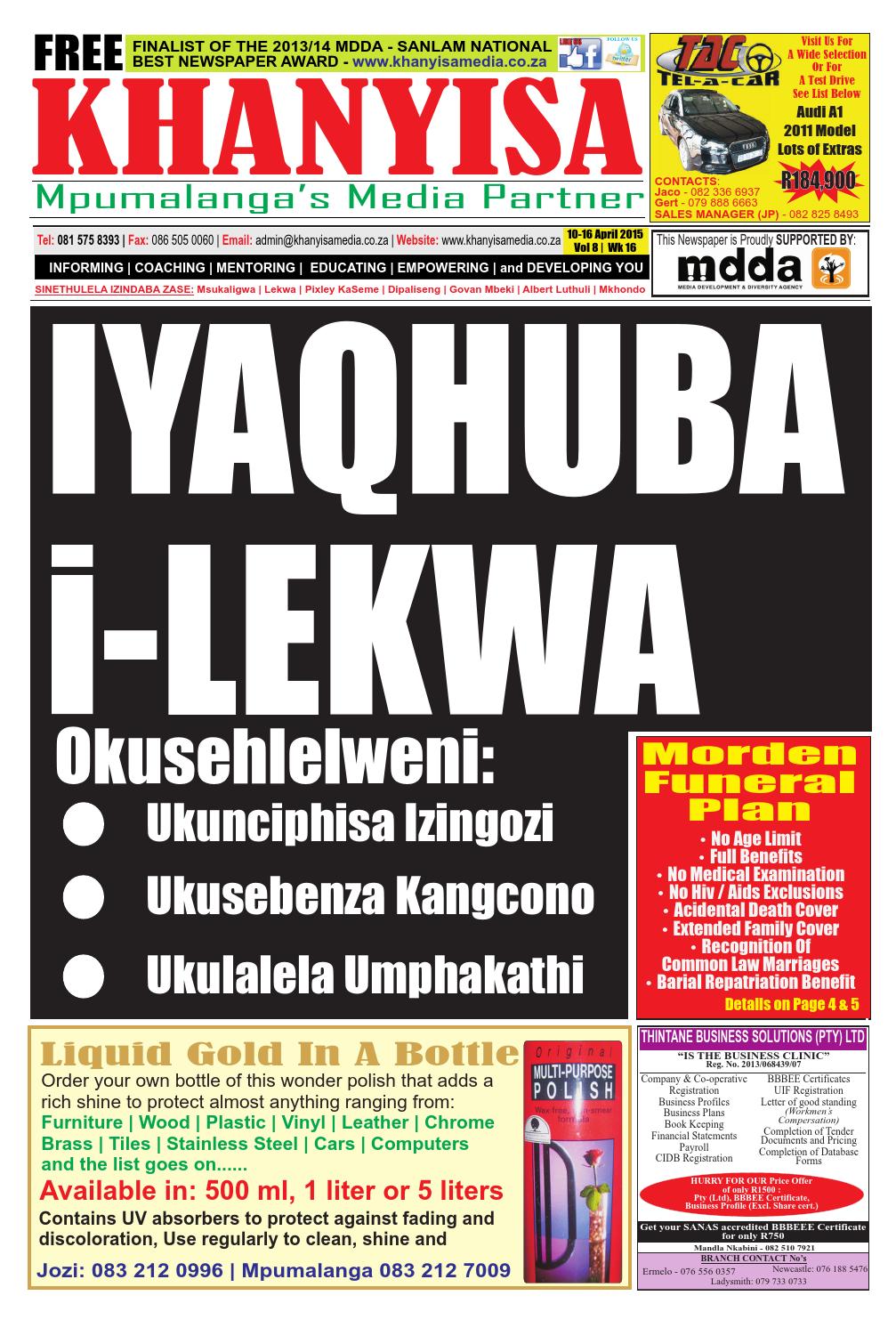 Khanyisa newspaper mpumalanga 10 april 2015 by Khanyisa Weekly ...
