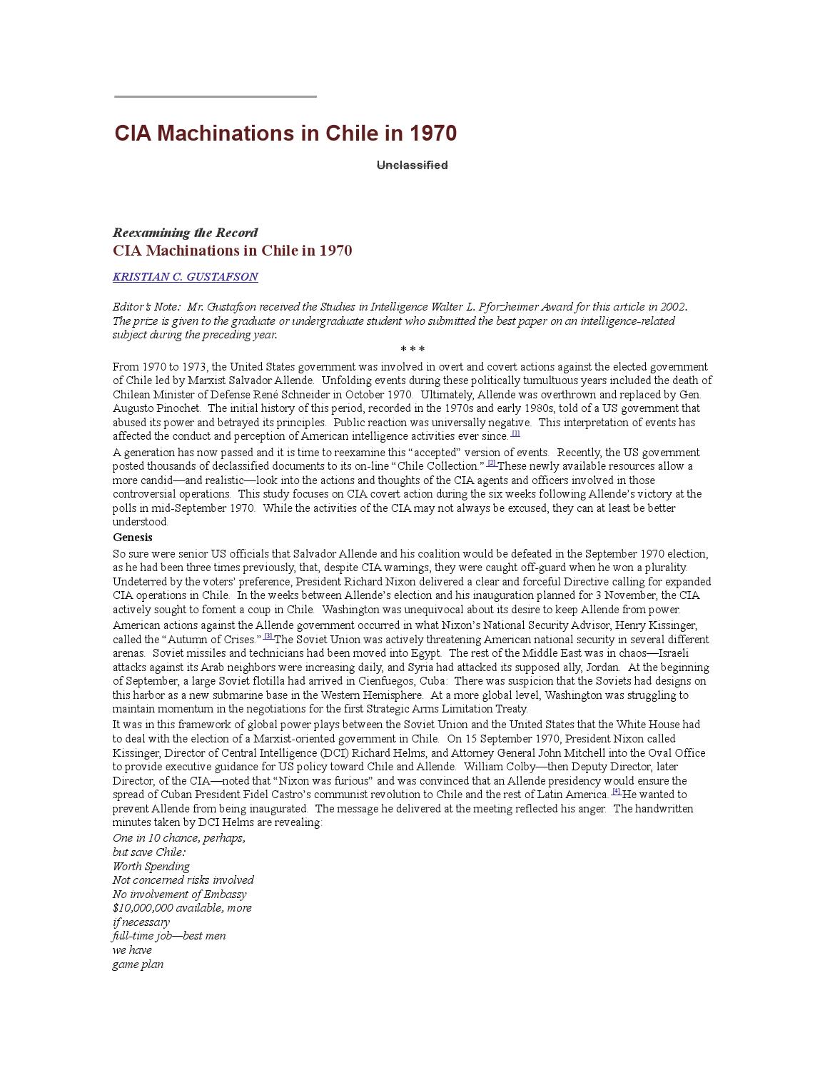 Cia machinations in chile in 1970 by Nelson Torres - Issuu