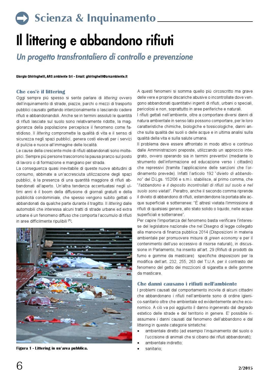 Giorgio Ghiringhelli - Il littering e abbandono rifiuti - L'Ambiente 2/ ...