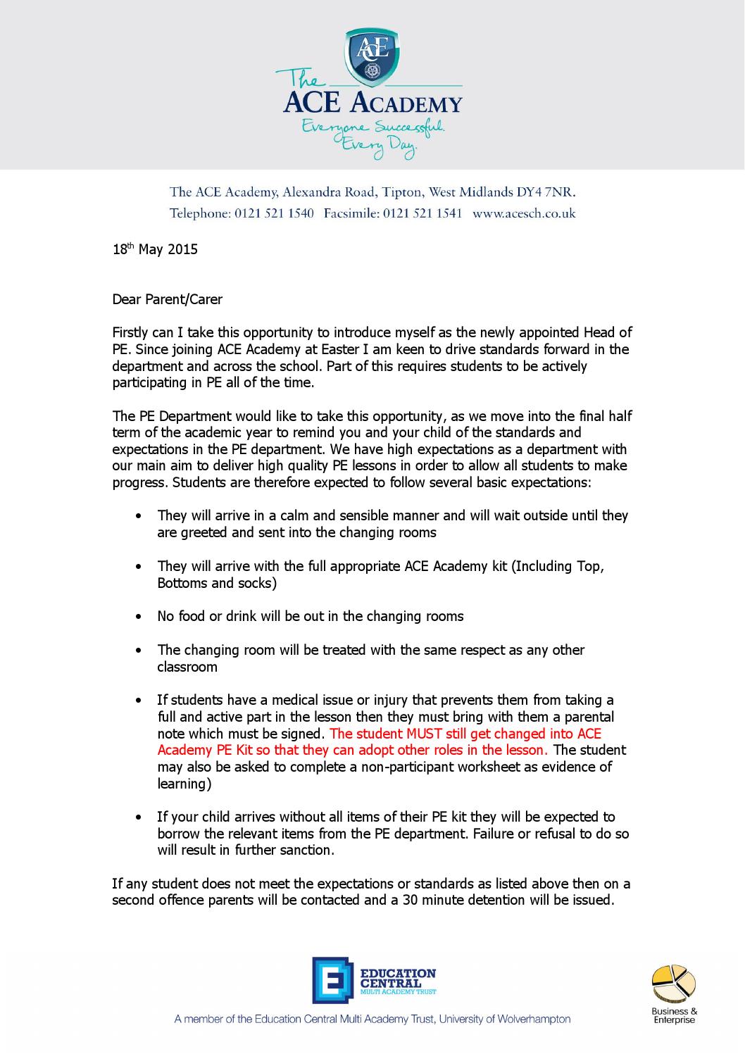 PE Expectations letter May 2015 by Schudio - Issuu