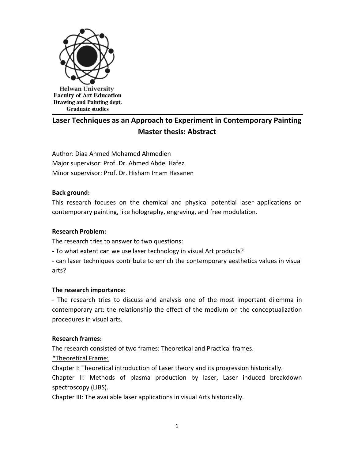 Master thesis abstract by diaa ahmed - Issuu