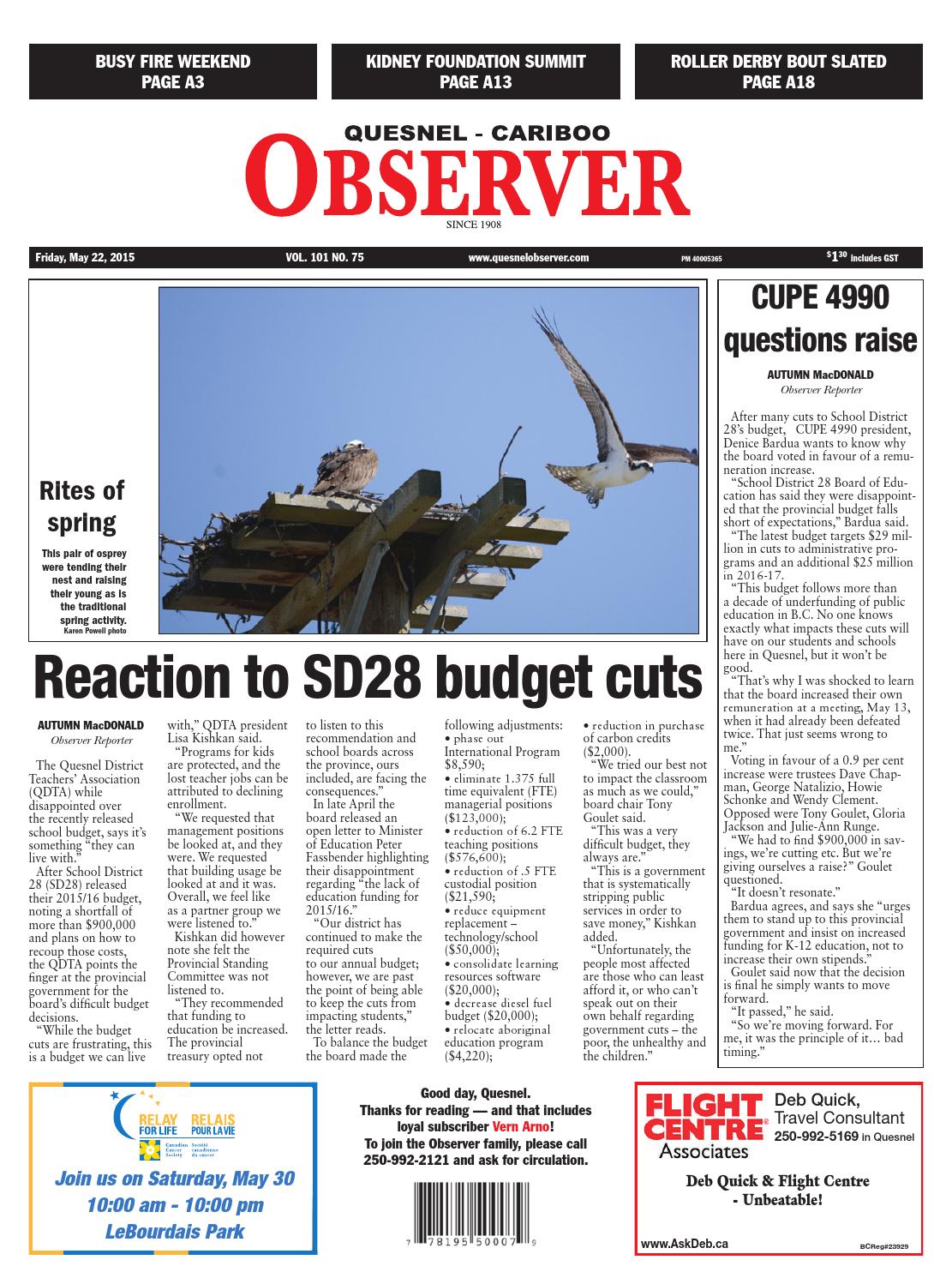 Quesnel Cariboo Observer, May 22, 2015 by Black Press Media Group - Issuu