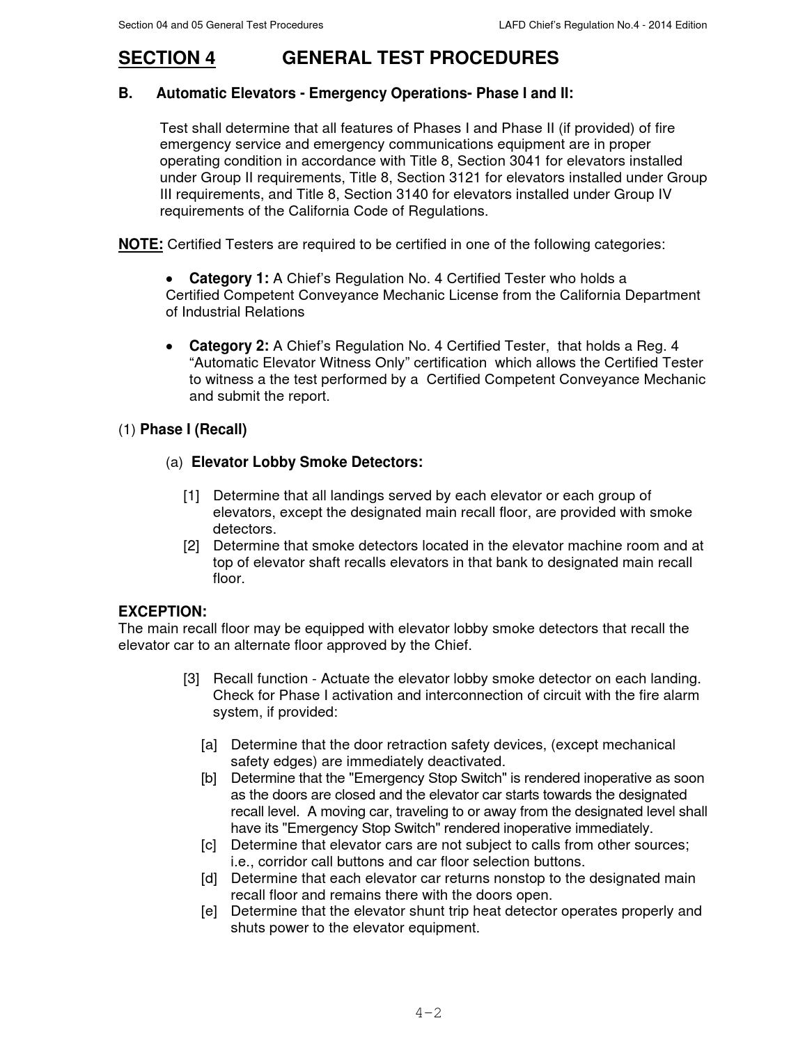 LAFD Chief's Regulation 4 Test Procedures 2014 by Los Angeles Fire ...