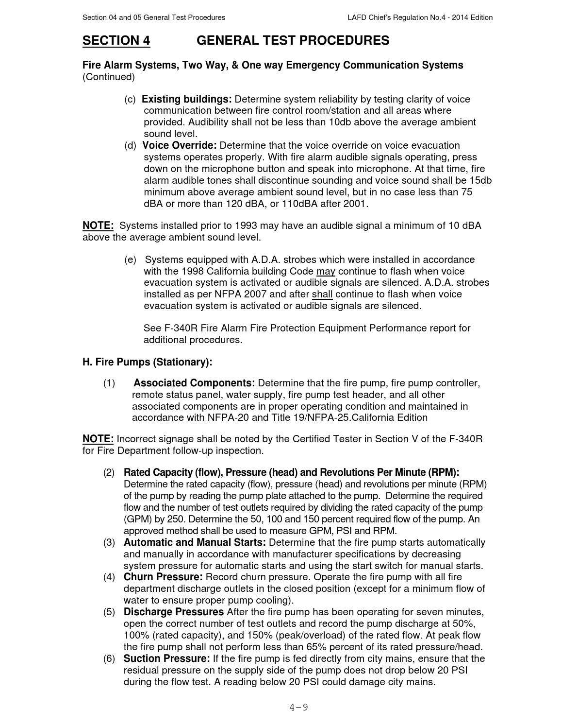 LAFD Chief's Regulation 4 Test Procedures 2014 by Los Angeles Fire ...