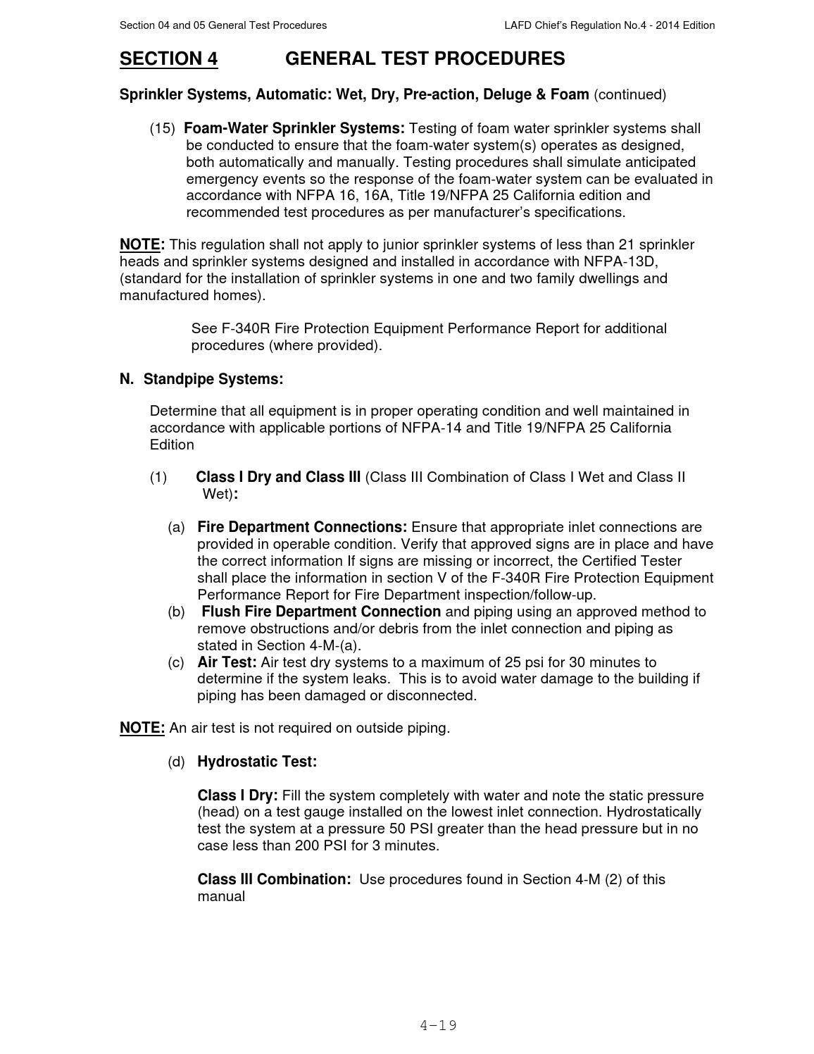 LAFD Chief's Regulation 4 Test Procedures 2014 by Los Angeles Fire ...