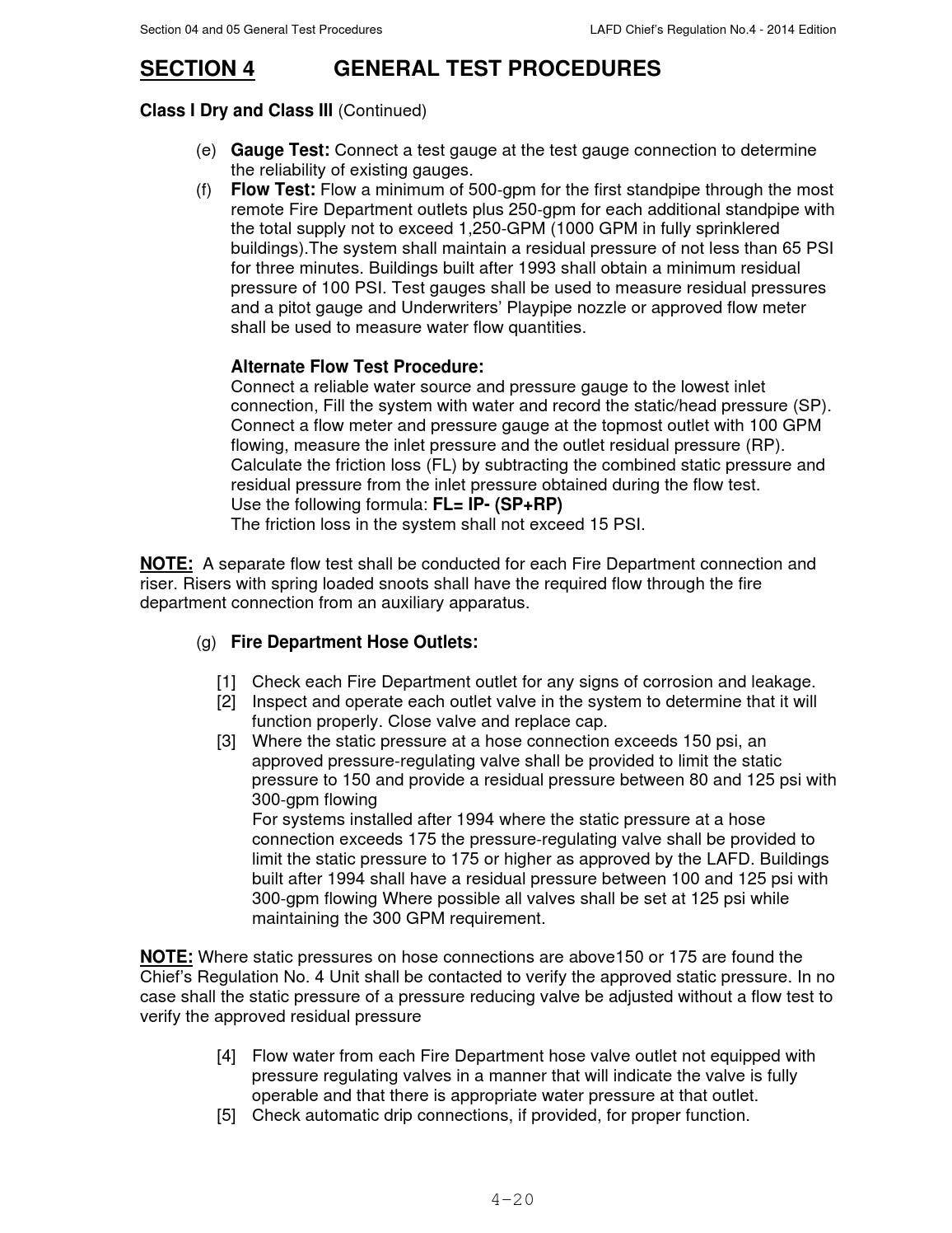 LAFD Chief's Regulation 4 Test Procedures 2014 by Los Angeles Fire ...