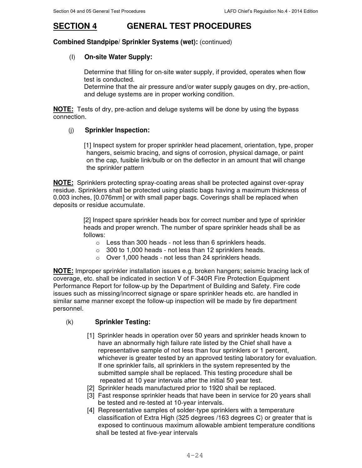 LAFD Chief's Regulation 4 Test Procedures 2014 by Los Angeles Fire ...