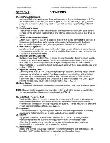 LAFD Chief's Regulation 4 Test Procedures 2014 by Los Angeles Fire ...