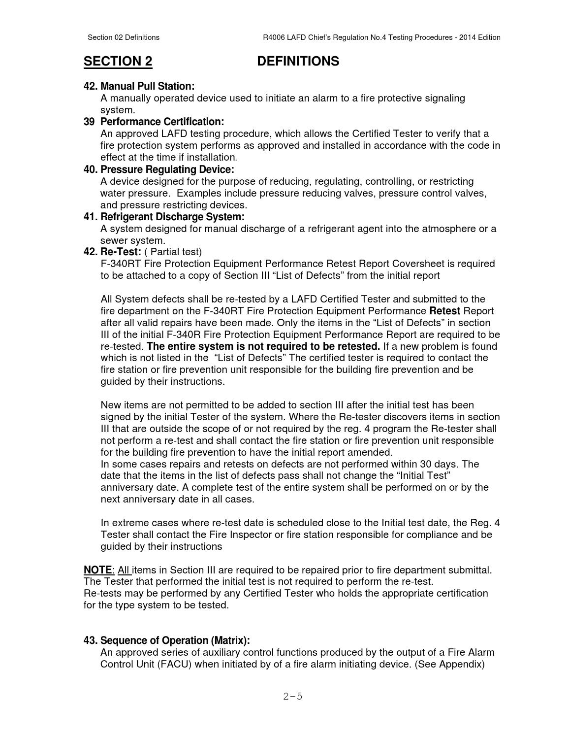 LAFD Chief's Regulation 4 Test Procedures 2014 by Los Angeles Fire ...