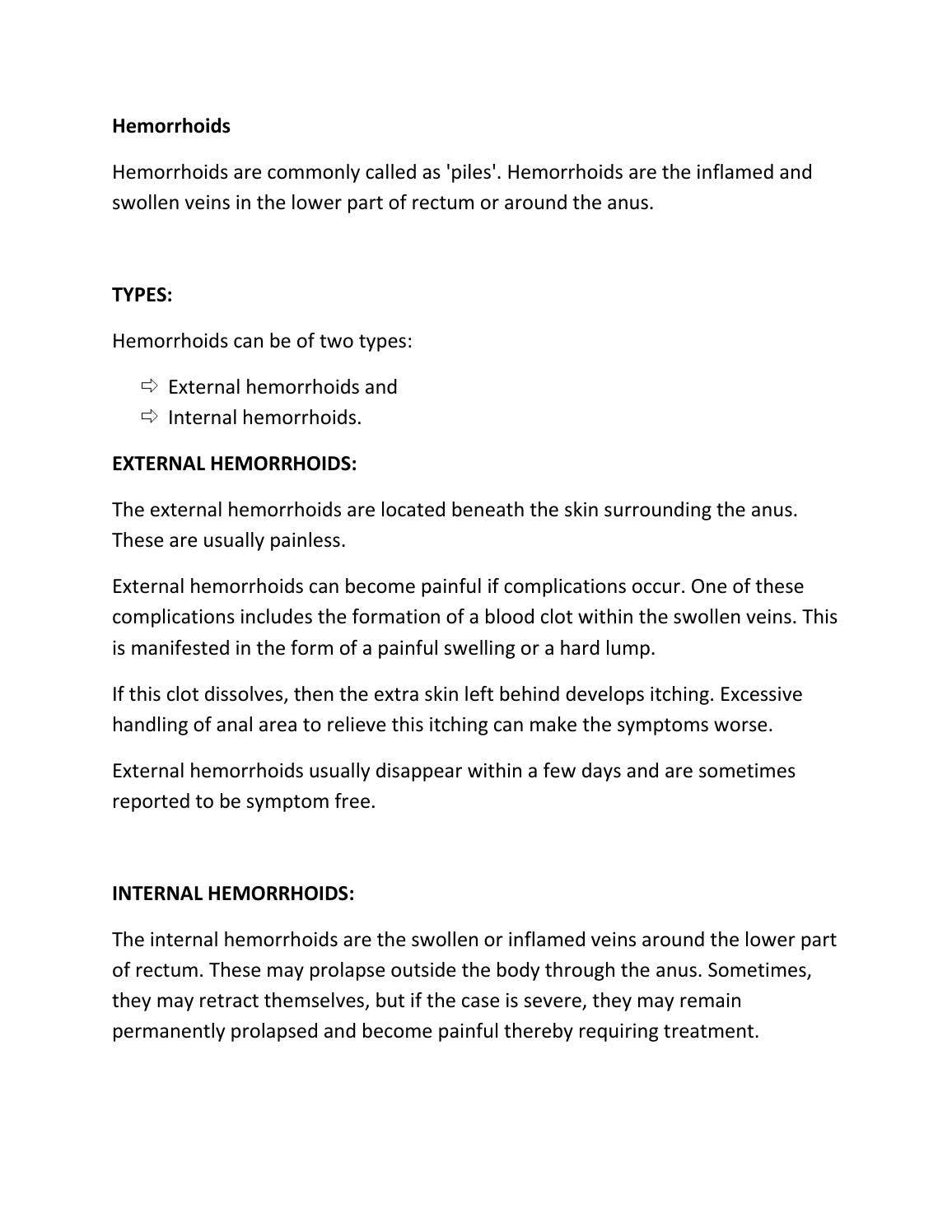 Hemorrhoids - Types Causes and Treatment by Will Pastons - Issuu