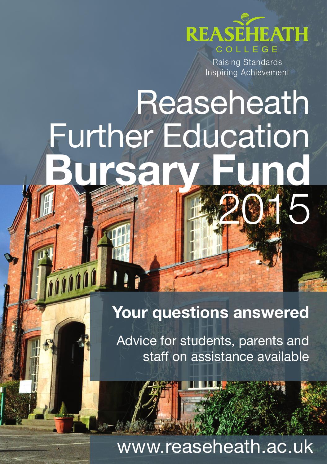 Reaseheath College - Further Education Bursary Fund 2015 by Reaseheath College - Issuu
