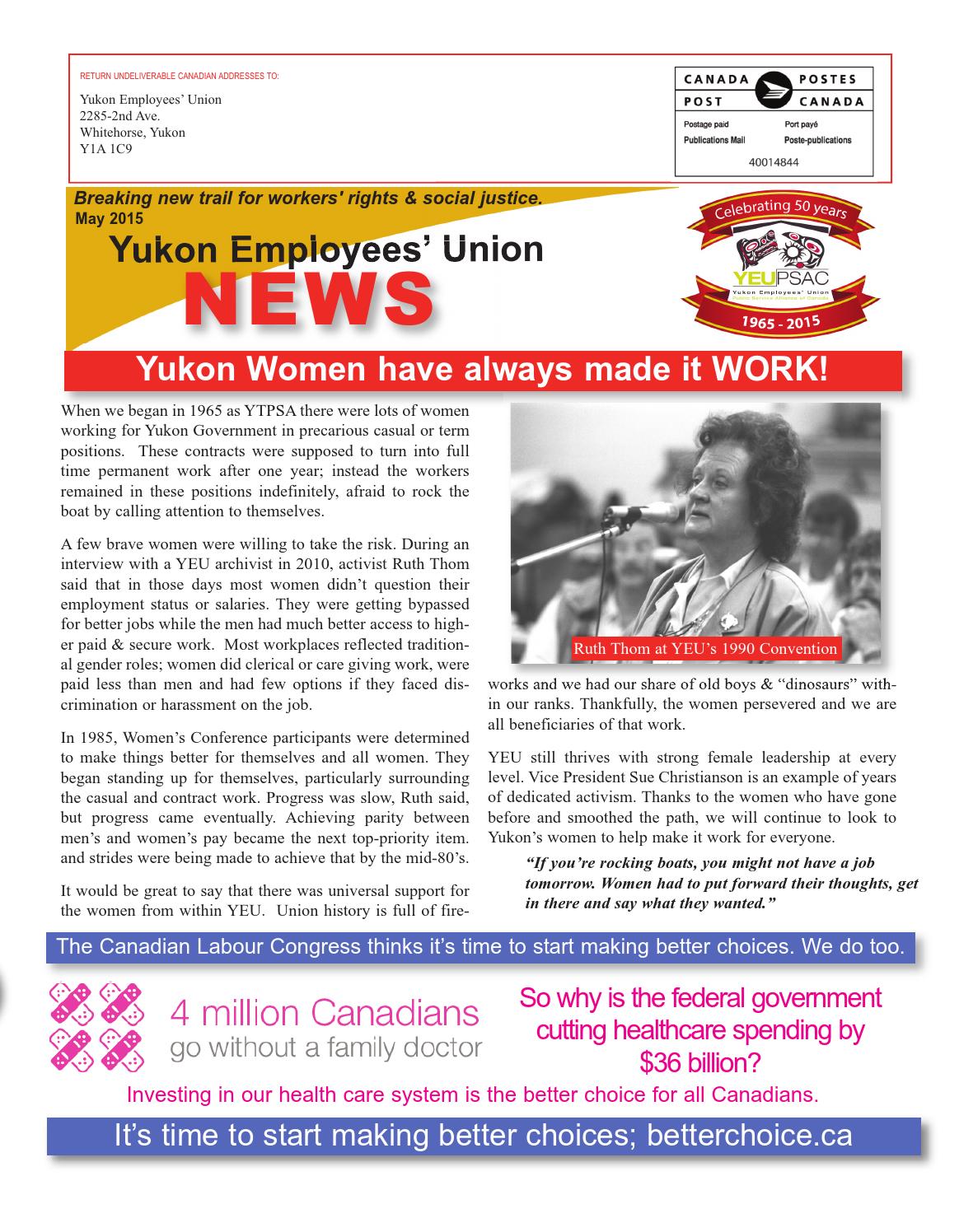 Yukon Employees' Union Newsletter - May 2015 by YEU/PSAC - Issuu