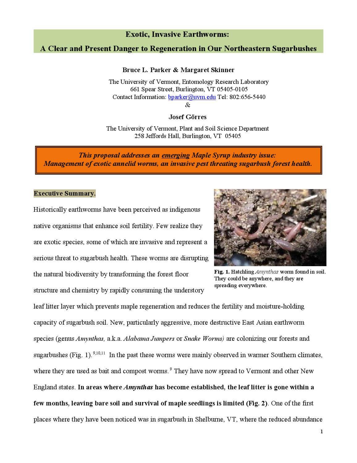 Exotic, Invasive Earthworms: Clear and Present Danger to Regeneration ...