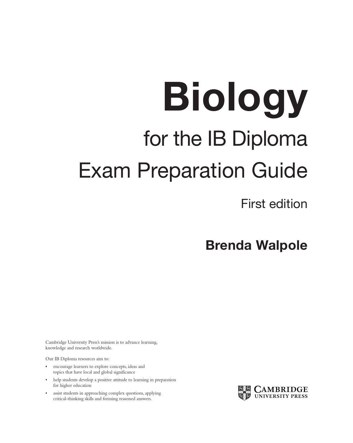 Preview Biology for the IB Diploma Exam Preparation Guide by Cambridge ...