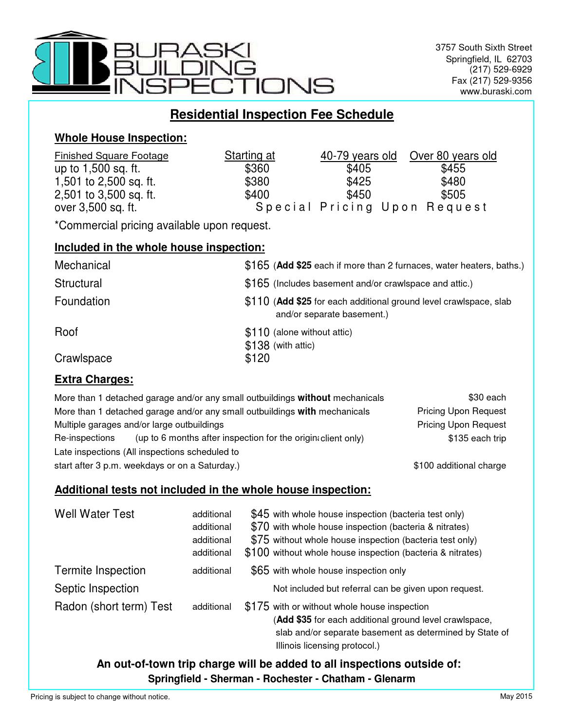 Residential & commercial inspection fee schedule 2015 by GoWeb1 - Issuu