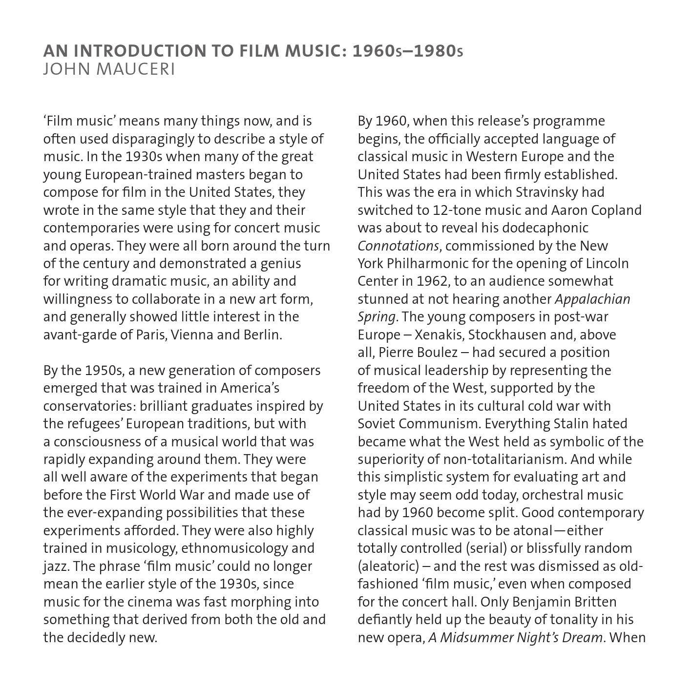 CD Booklet: LPO-0086 John Mauceri conducts 'The Genius of Film Music ...