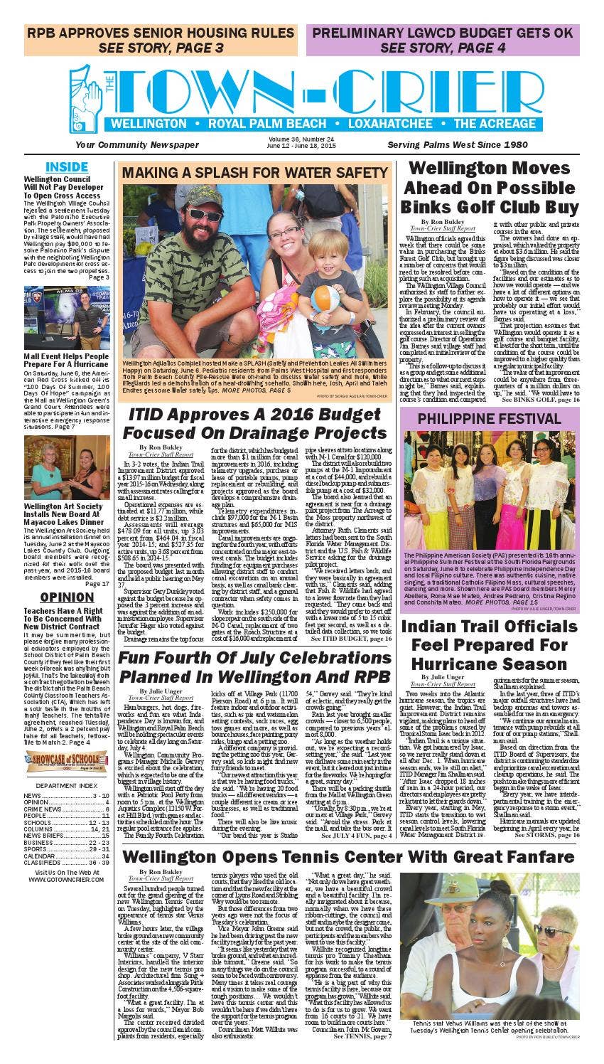 Town-Crier Newspaper June 12, 2015 by Wellington The Magazine LLC - Issuu