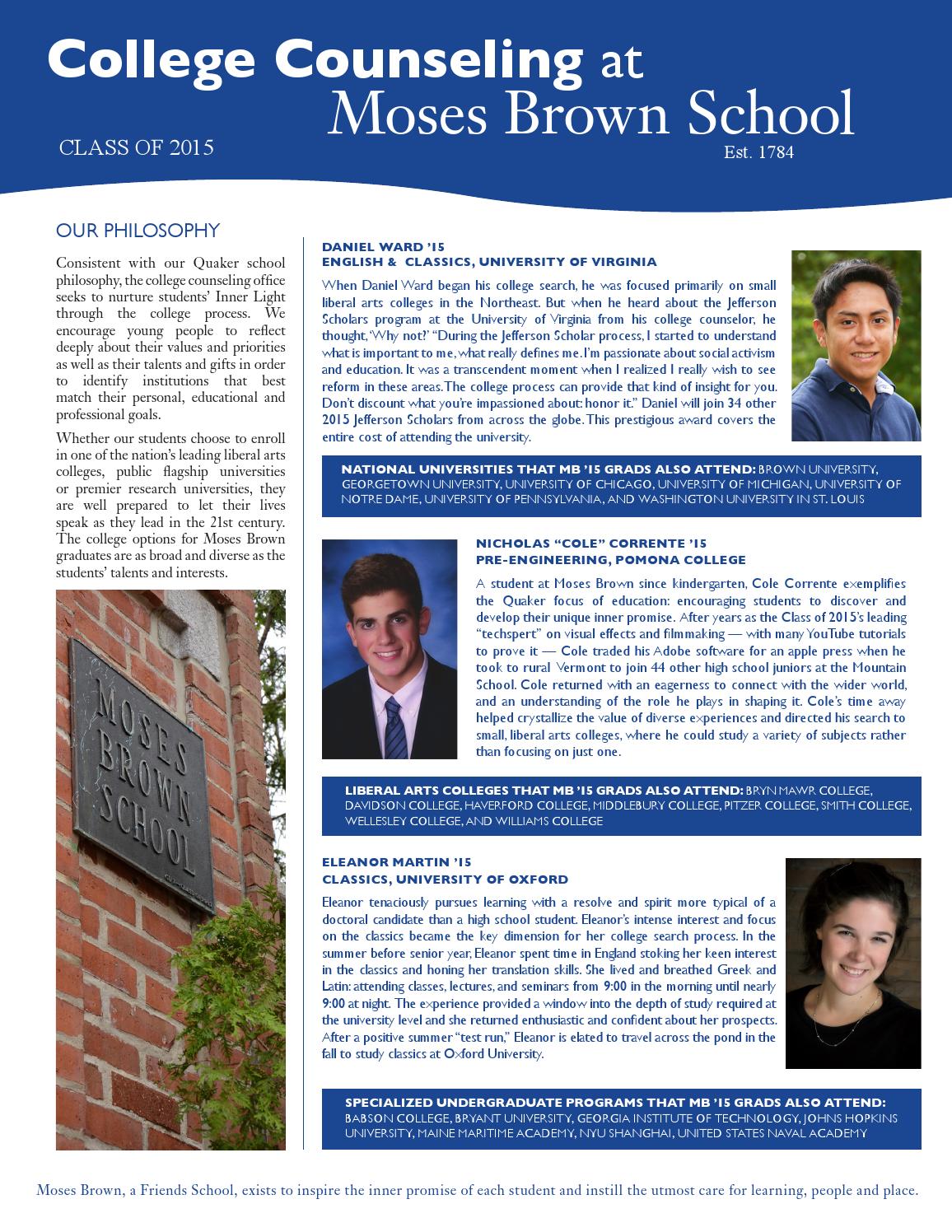 A Look At Moses Brown School's Class of 2015 by Moses Brown School - Issuu