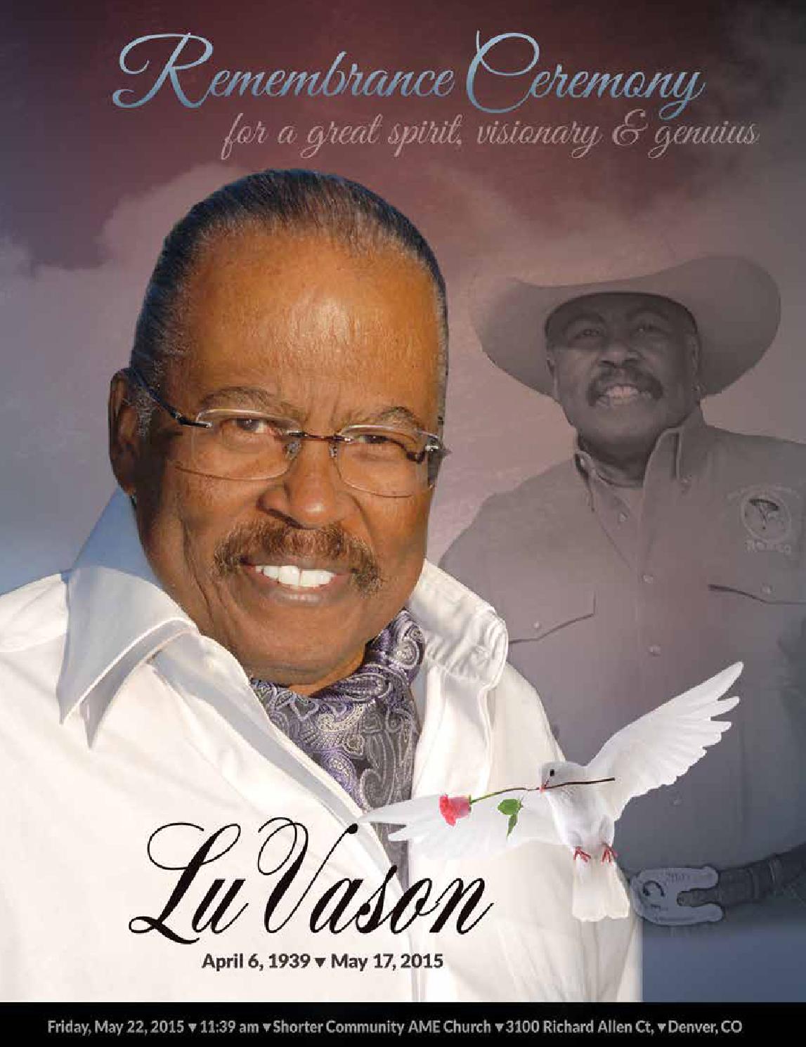Lu Vason, Producer and Promoter Rememberance Program by Jody Gilbert ...