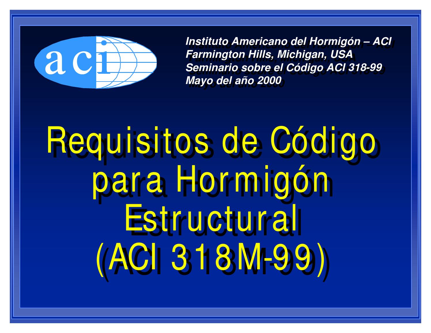 Código Hormigón Estructural ACI318M99 by Carlos Gonzalo Jiménez Fajardo ...