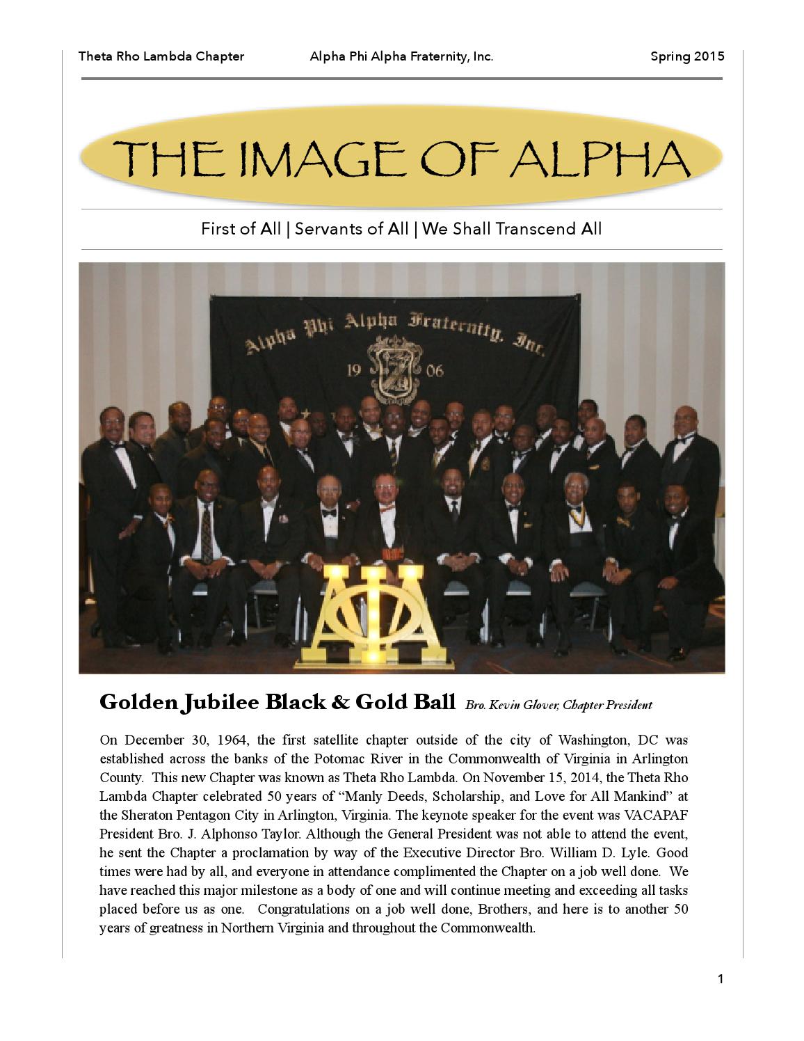 The Image of Alpha (Spring 2015) by Theta Rho Lambda Chapter of Alpha ...