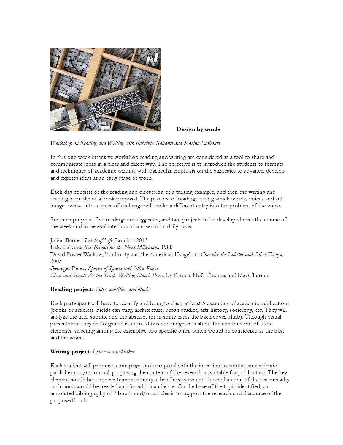 Design by Words Writing Workshop by AA School - Issuu
