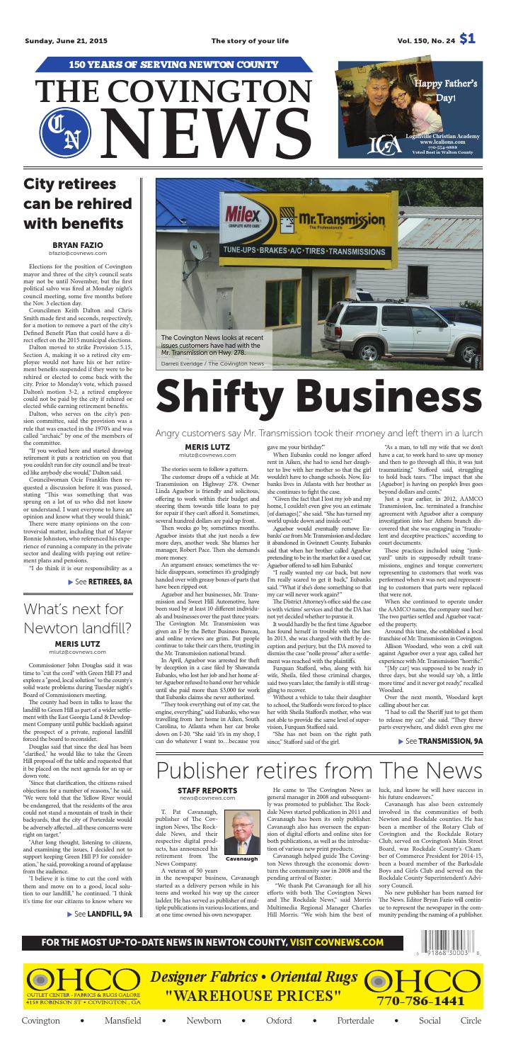 The Covington News Sunday, June 21, 2015 Vol. 150, No. 24 by The ...