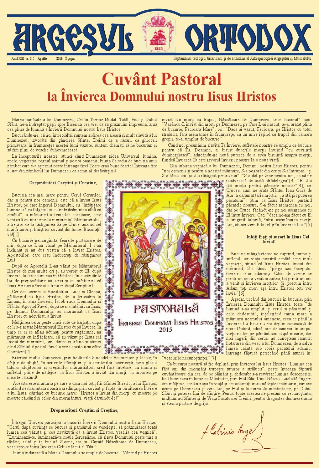 Argesul Ortodox Anul XIII nr. 615 Aprilie 2015 by Arhiepiscopia ...