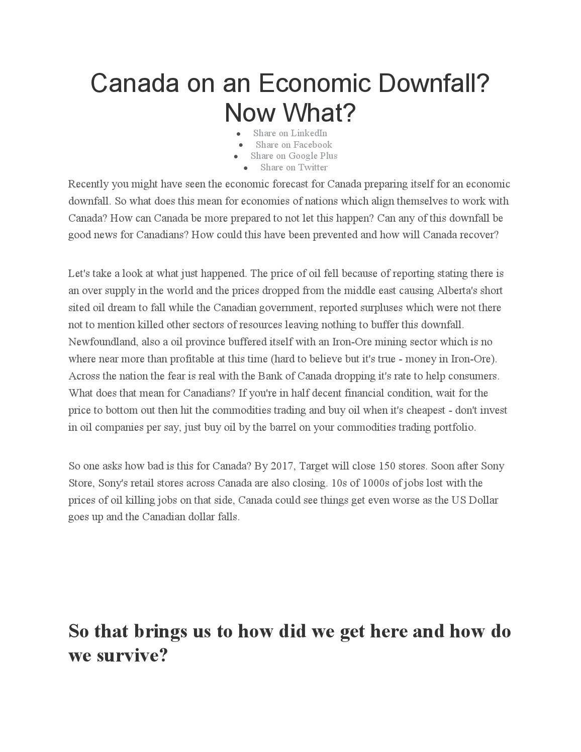 Canada On An Economic Downfall... ?? by The Editorial Review - Issuu