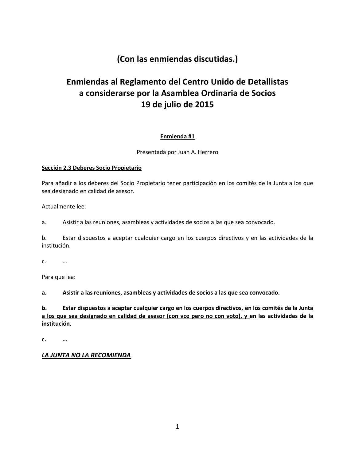 Enmiendas al Reglamento CUD by CUD Puerto Rico - Issuu