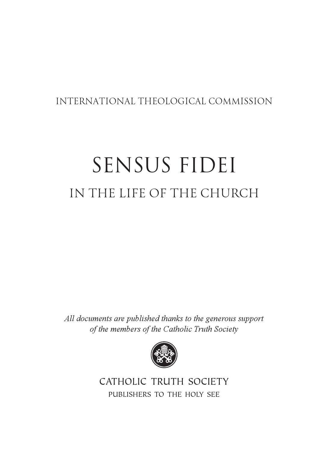 Sensus Fidei (Sample) by Catholic Truth Society - Issuu