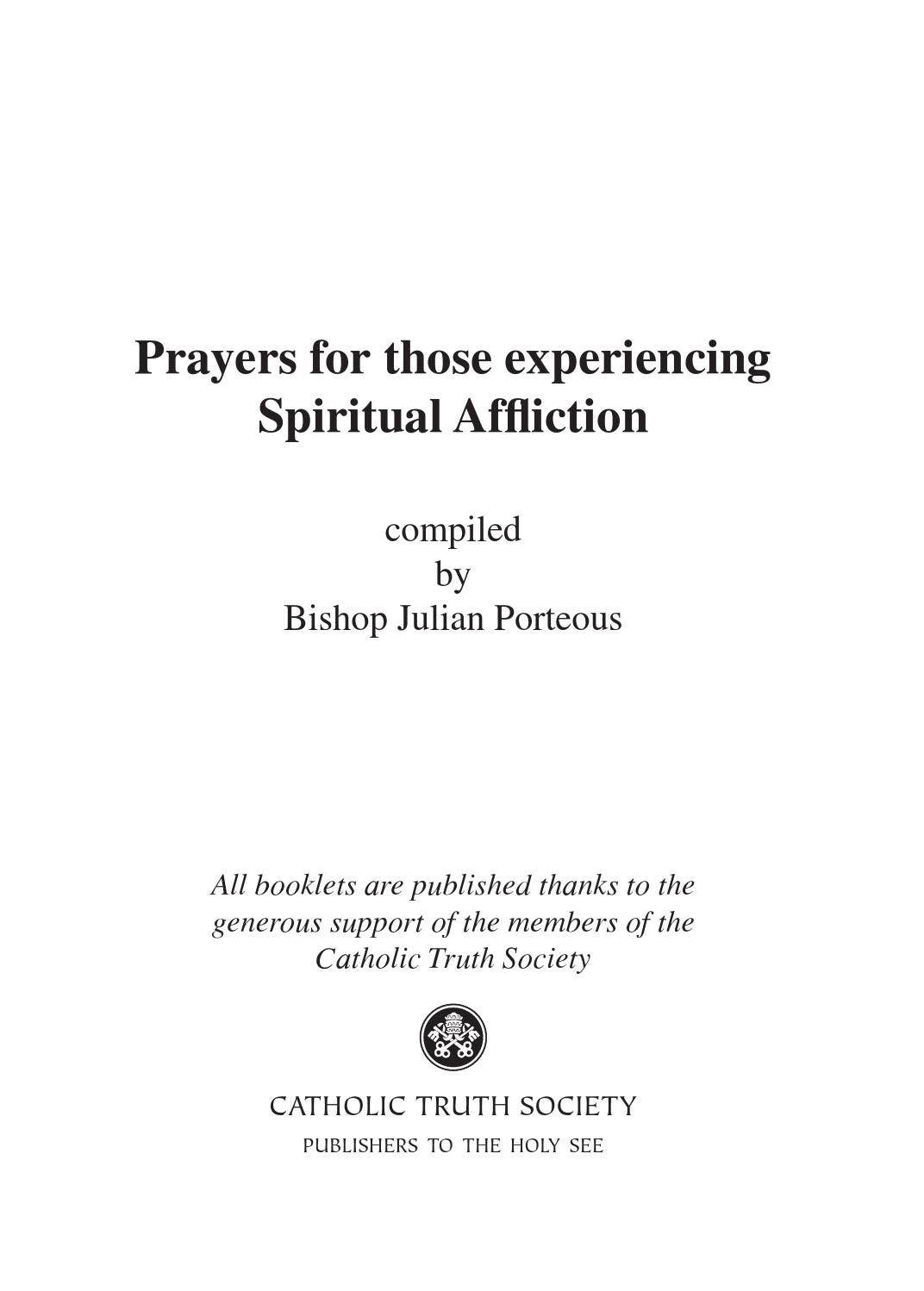 Prayers for those in Spiritual Affliction (Sample) by Catholic Truth ...