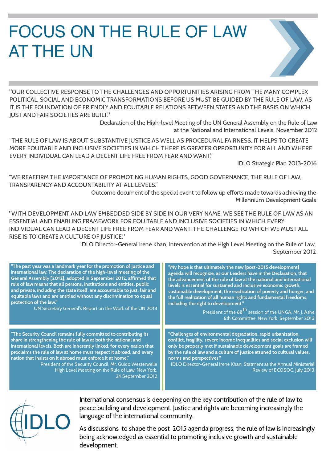 Focus on the ROL at the UN by International Development Law ...