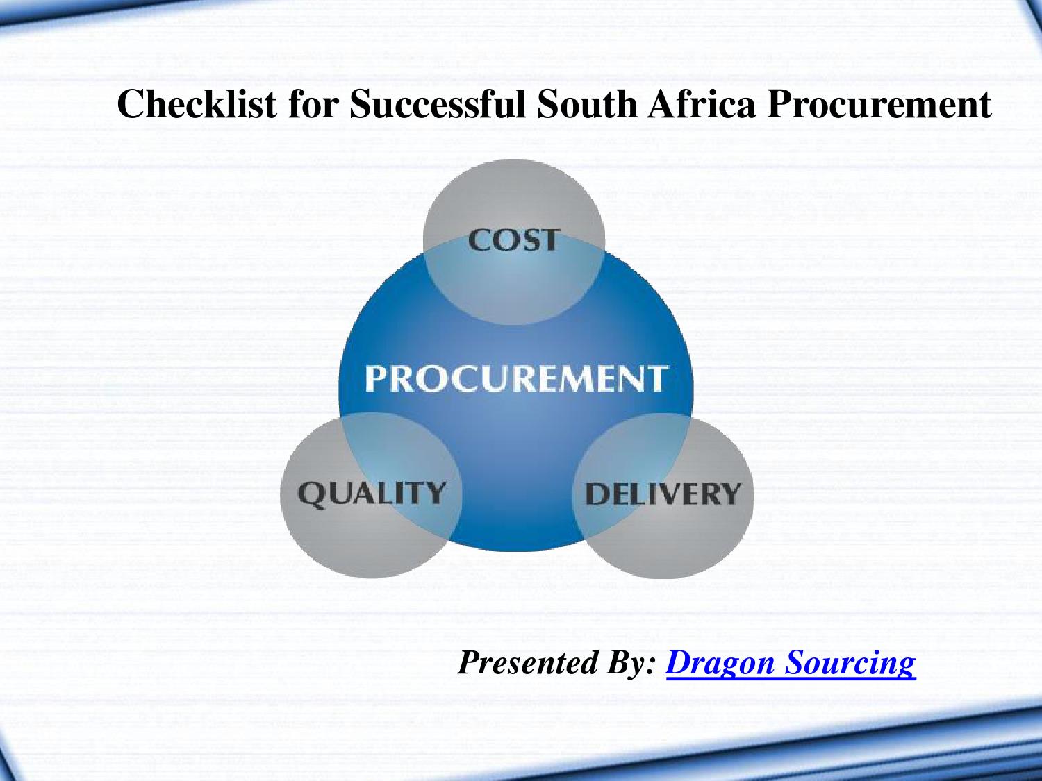 Checklist for Successful South Africa Procurement by john williams - Issuu