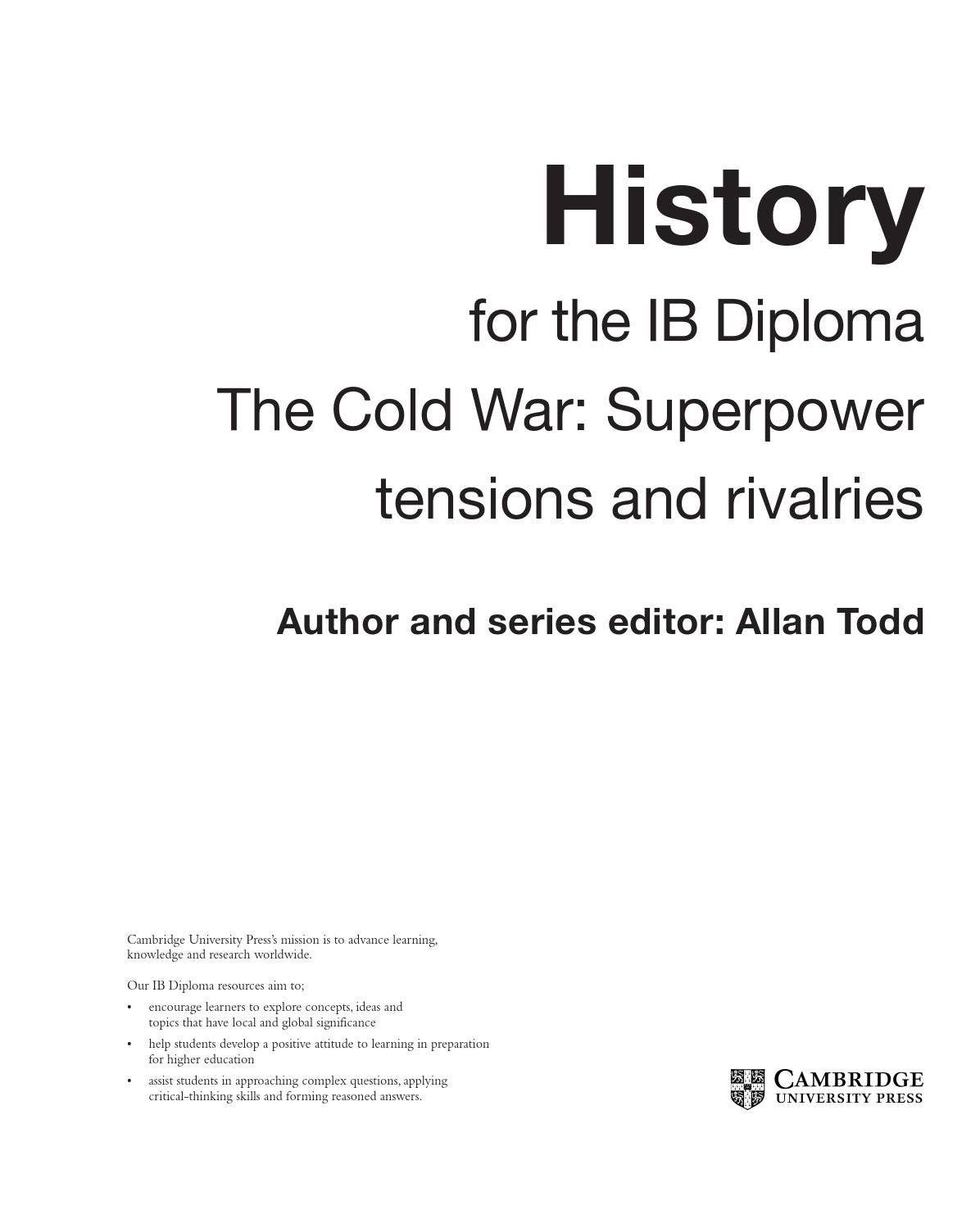 Preview History for the IB Diploma (Paper 2) The Cold War: Superpower ...