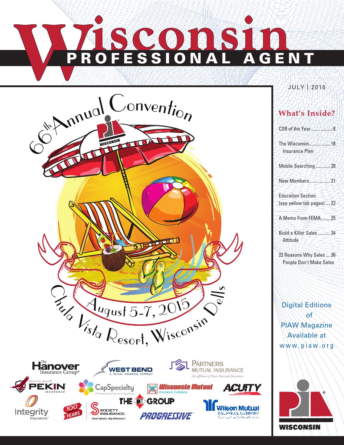 PIAW July 2015 Wisconsin Professional Agent by Professional Insurance ...