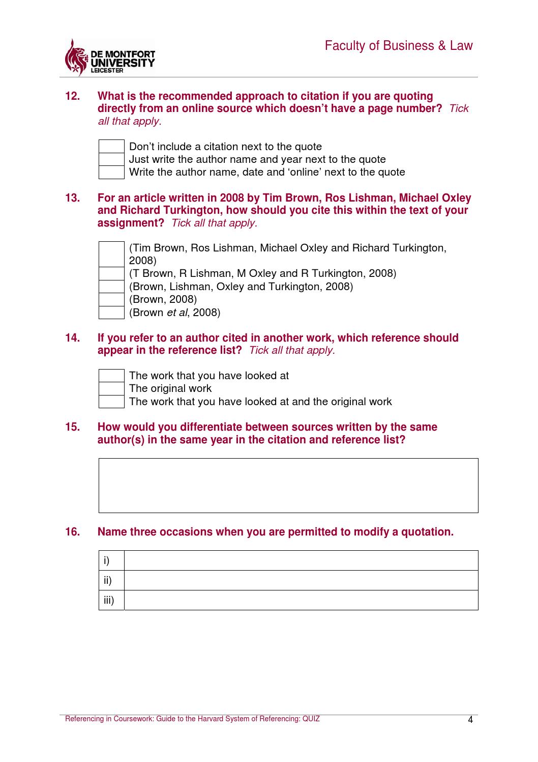 Harvard System of Referencing Quiz by mind_the_GAP - Issuu