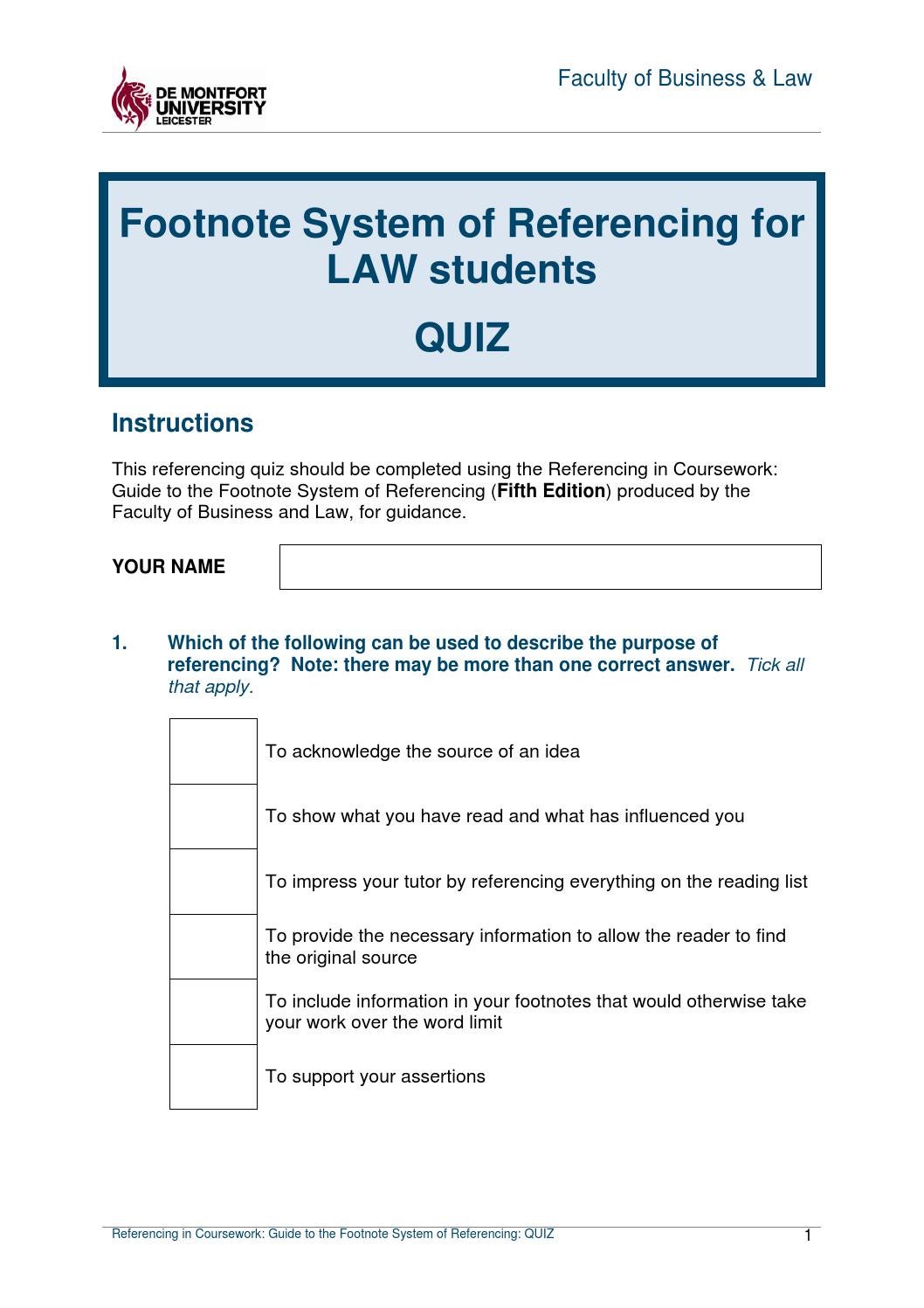 Footnote System of Referencing Quiz by mind_the_GAP - Issuu