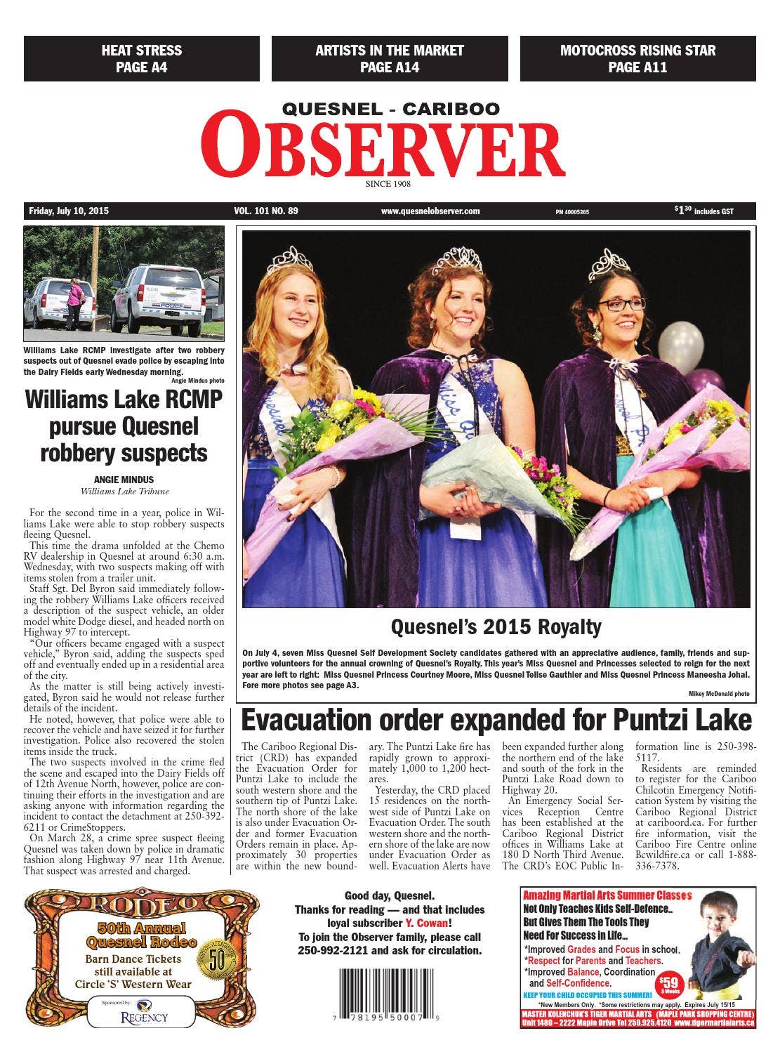 Quesnel Cariboo Observer, July 10, 2015 by Black Press Media Group - Issuu