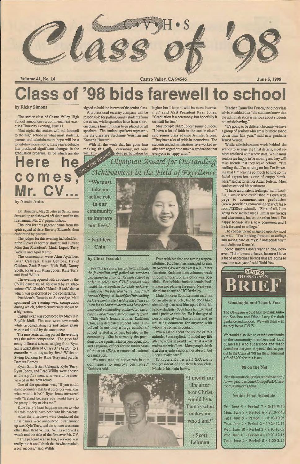 Graduation 1998 by The Castro Valley High School Olympian - Issuu