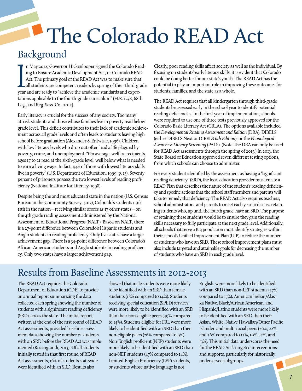 The Colorado READ Act - An Evaluation of Implementation and Outcomes ...