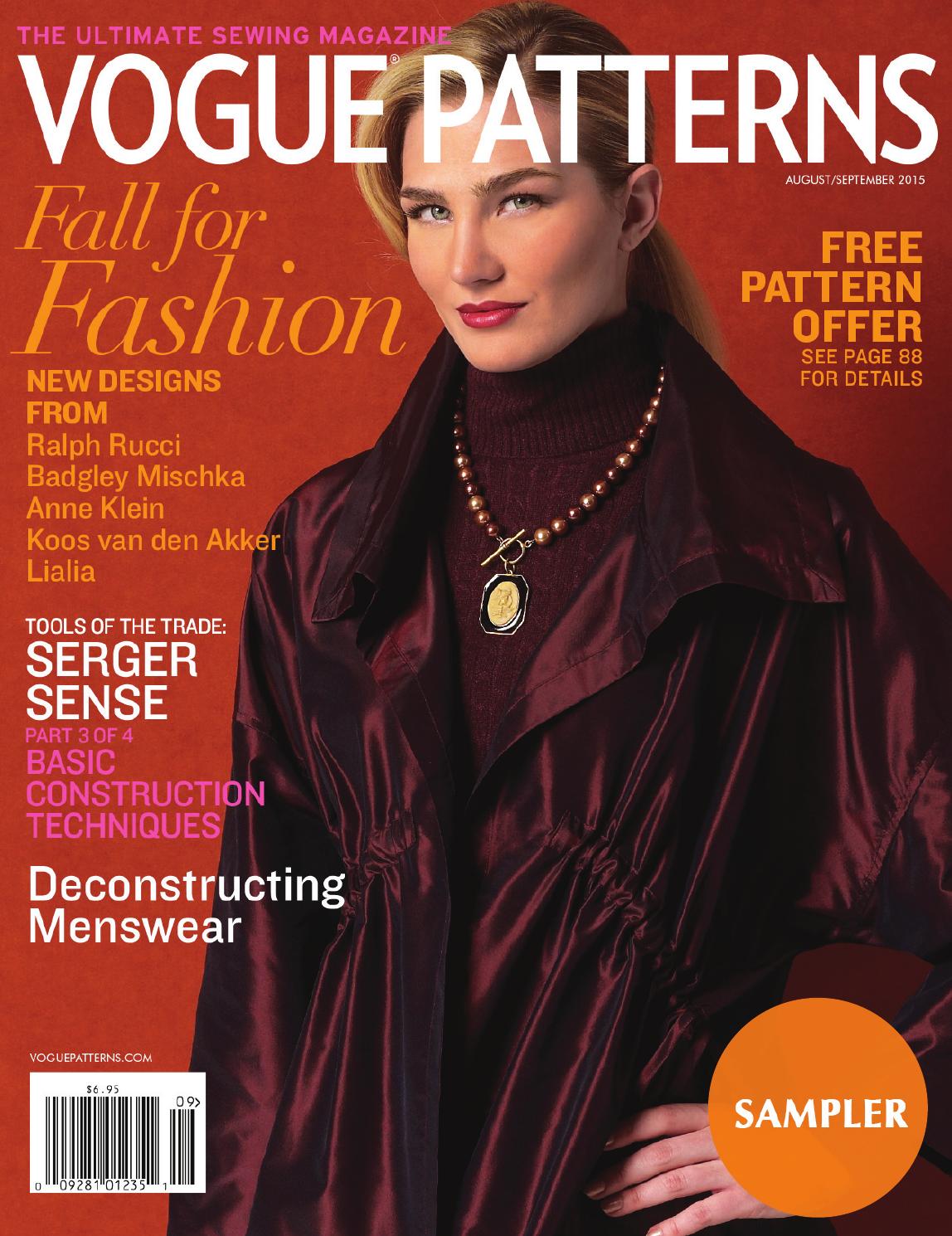 Vogue Patterns Magazine August/September 2015 Sampler by Design Group ...