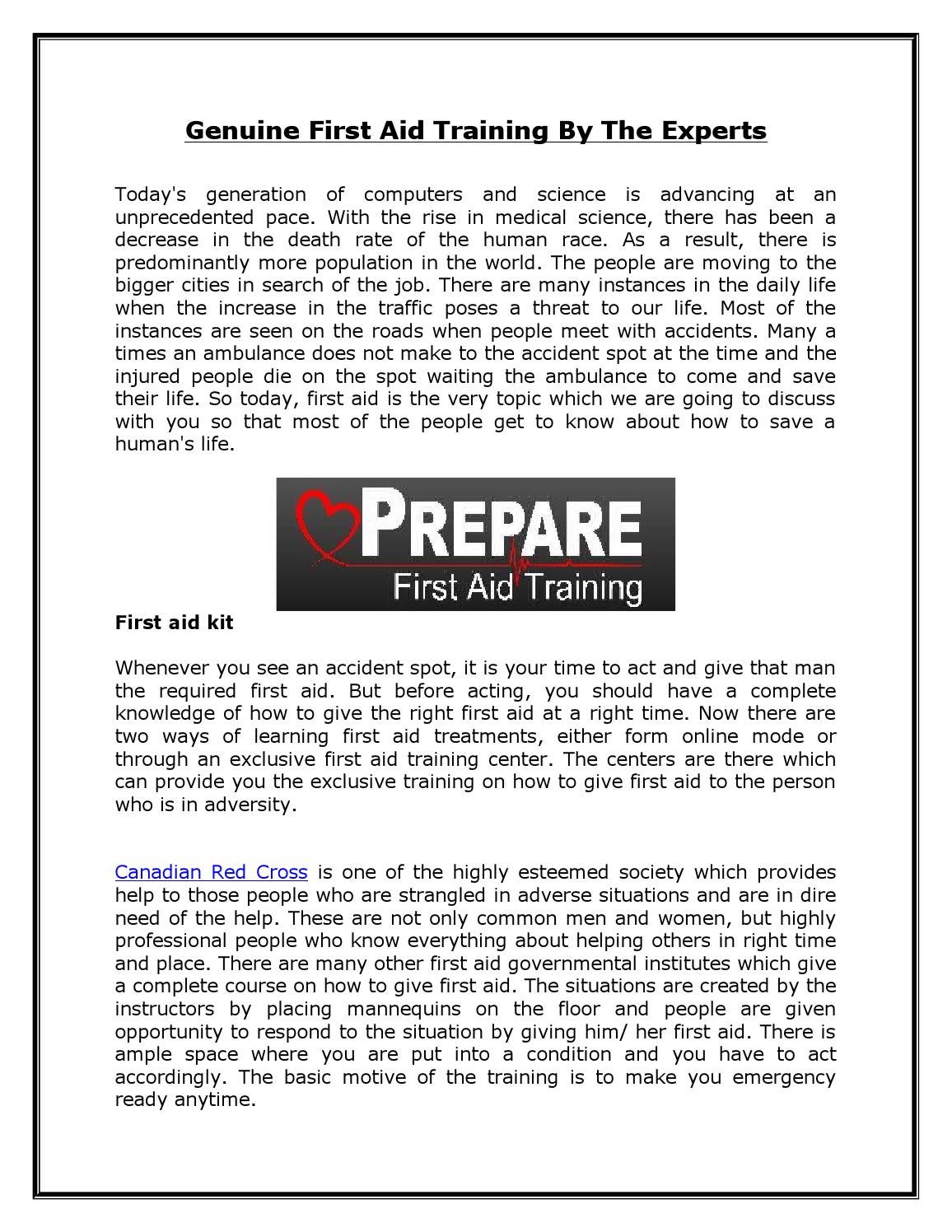 Genuine first aid training by the experts by Prepare First Aid Training ...