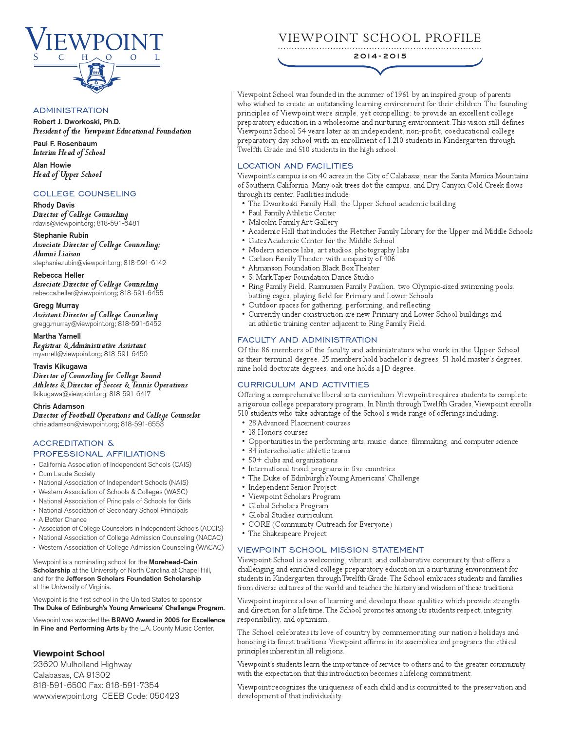 Viewpoint School Profile by Viewpoint School - Issuu