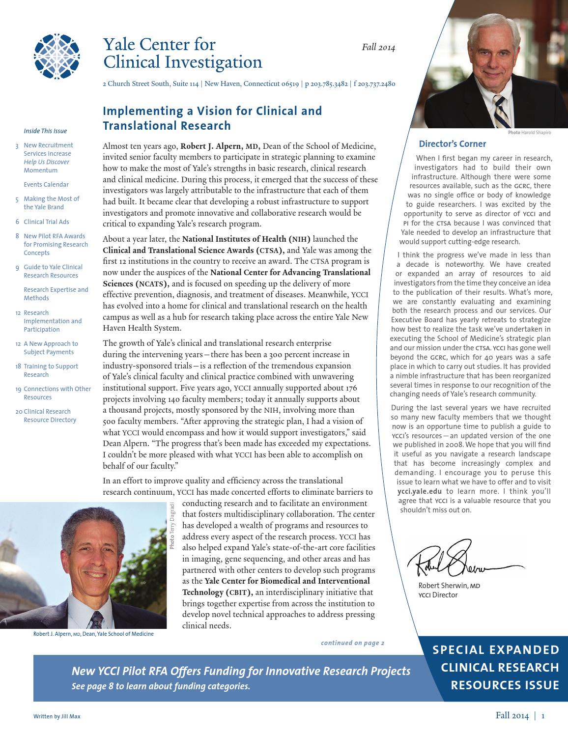 2014 - Fall YCCI newsletter by Yale School of Medicine - Issuu